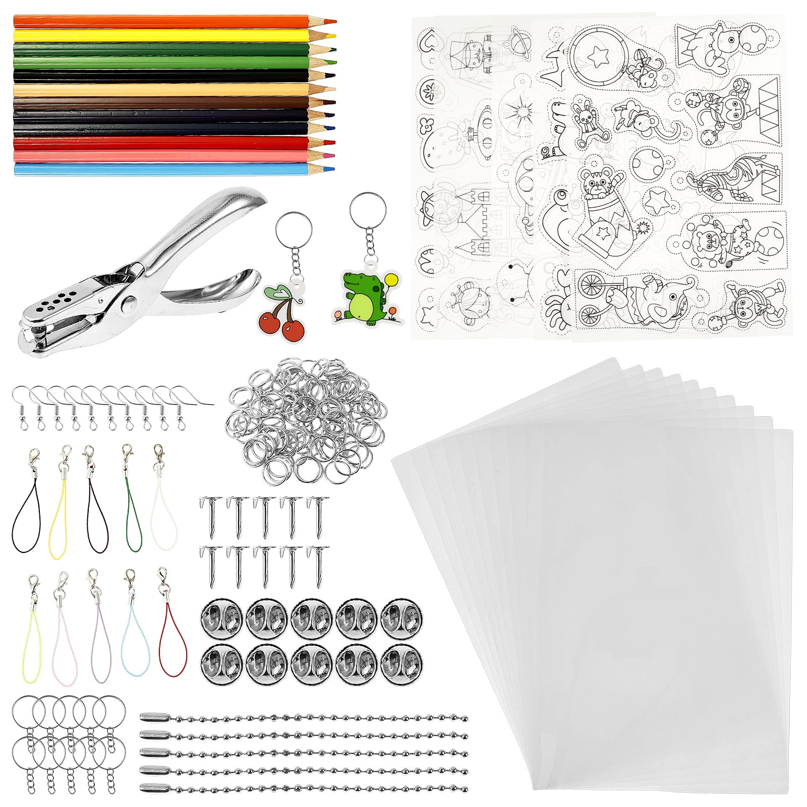 LINFANG Shrinky Plastic Sheet Kit Including Shrinky Sheets Keychains ...