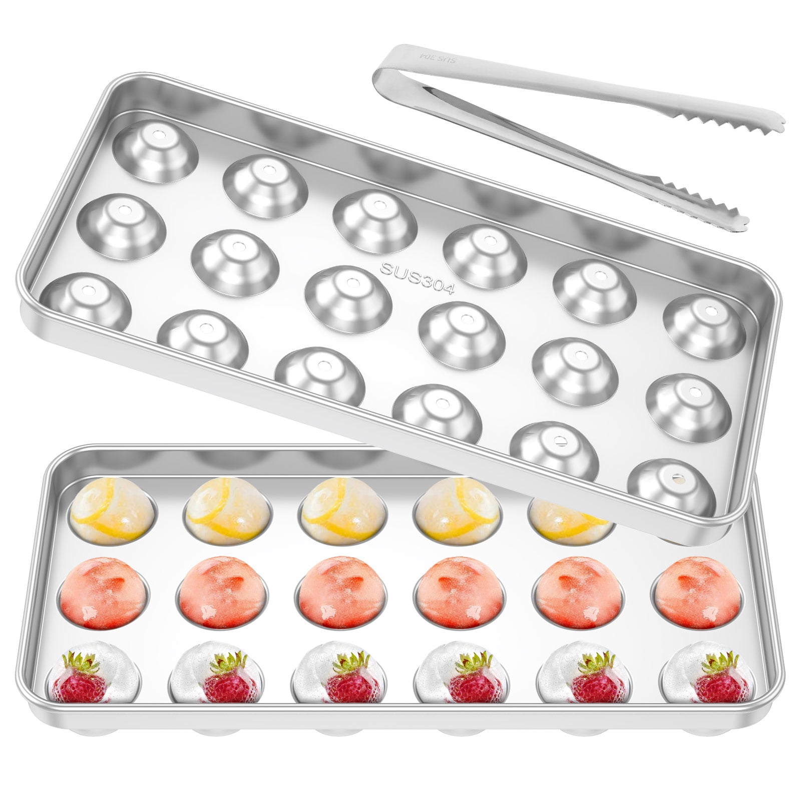 LINFANG Stainless Steel Round Ball Ice Maker Rust Resistant Metal Ice ...