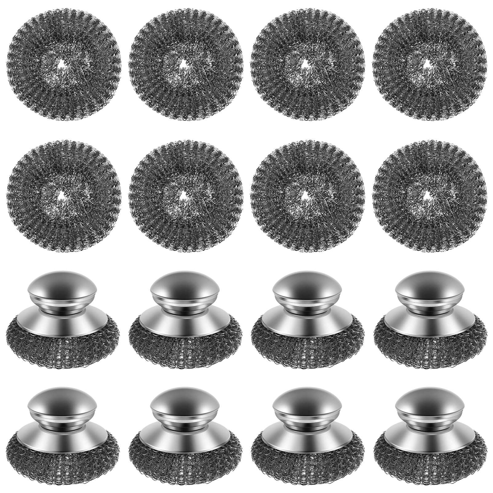 LINFANG Steel Wool Scrubber with Replacement Wire Pads Set Replaceable ...