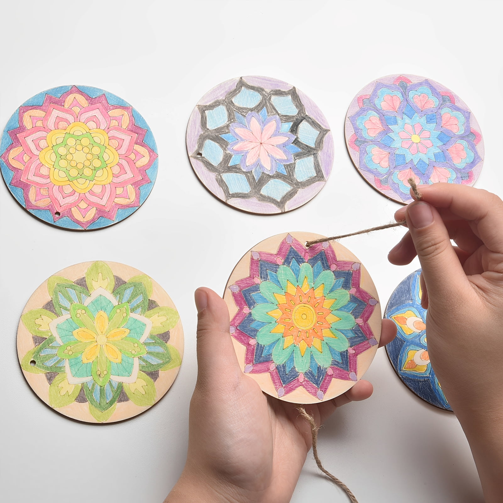 LINFANG Wood Mandala Painting Kit Includes 20 Mandala Unfinished Wood ...