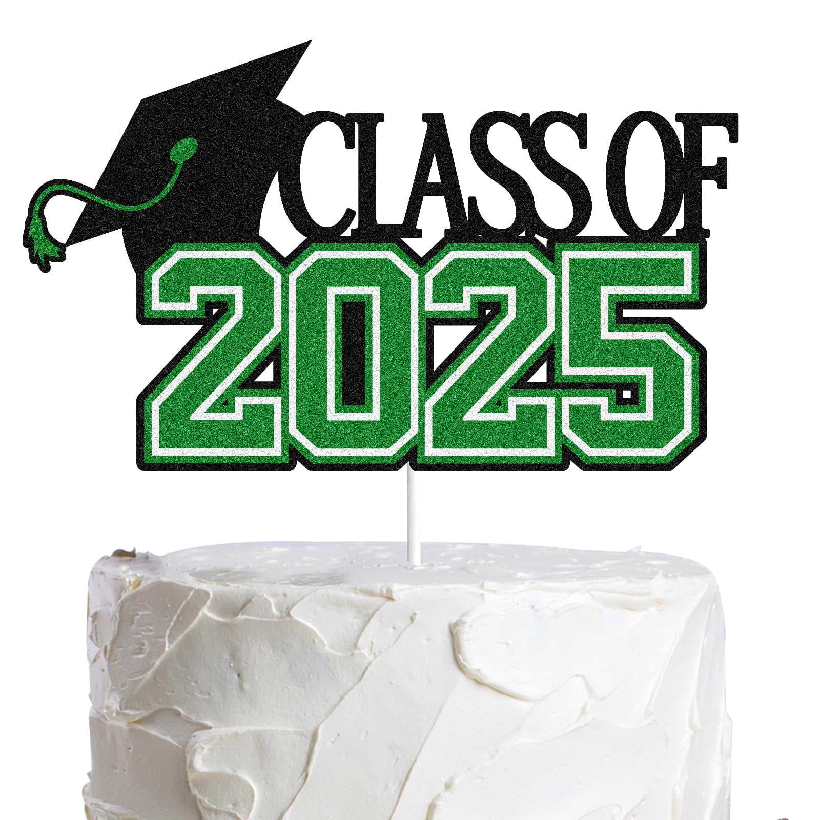 LINGBOOM Class of PresNok 2025 Graduation Cake Topper Green Glitter ...