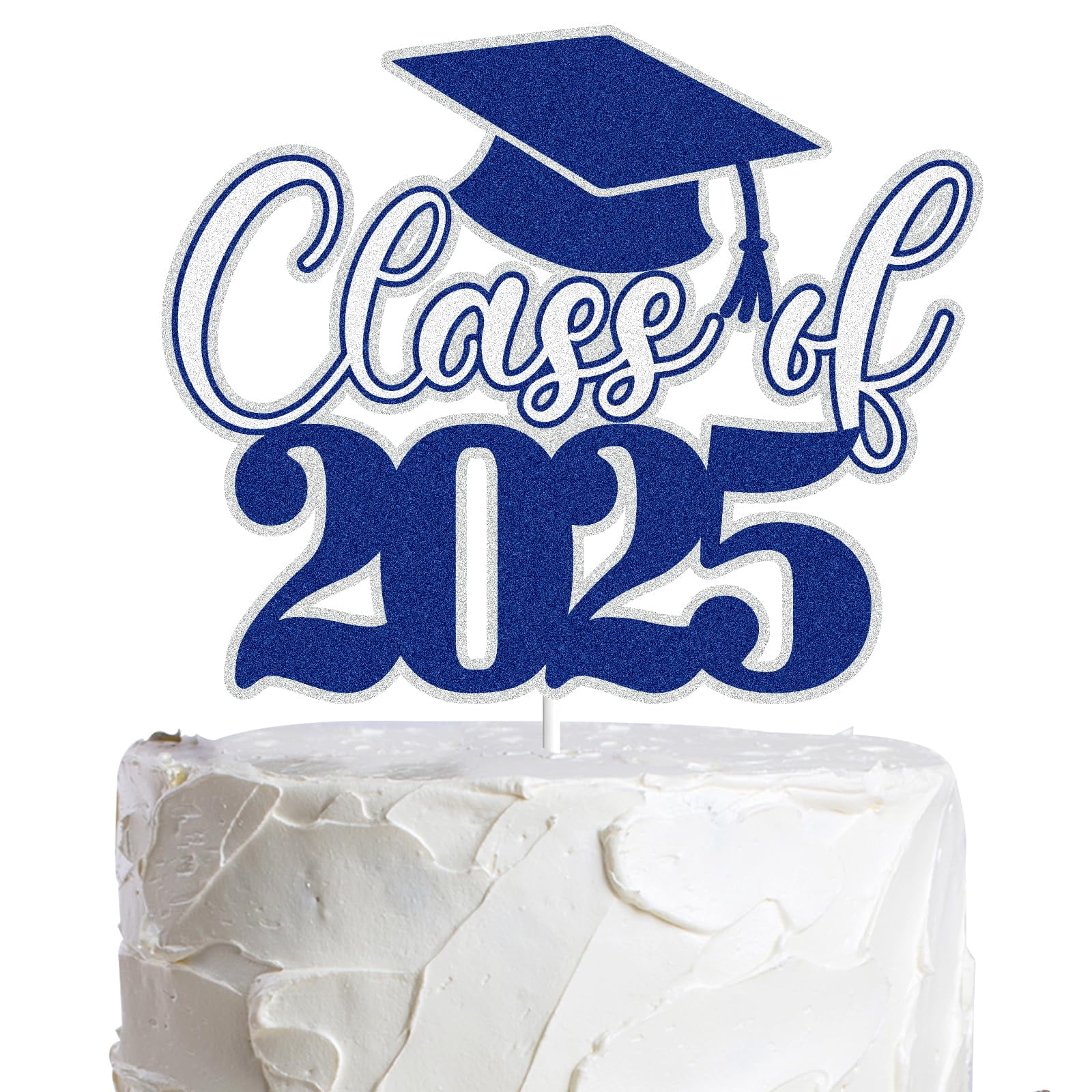 LINGBOOM Class ofTRDN 2025 Graduation Cake Topper Blue Glitter Happy ...