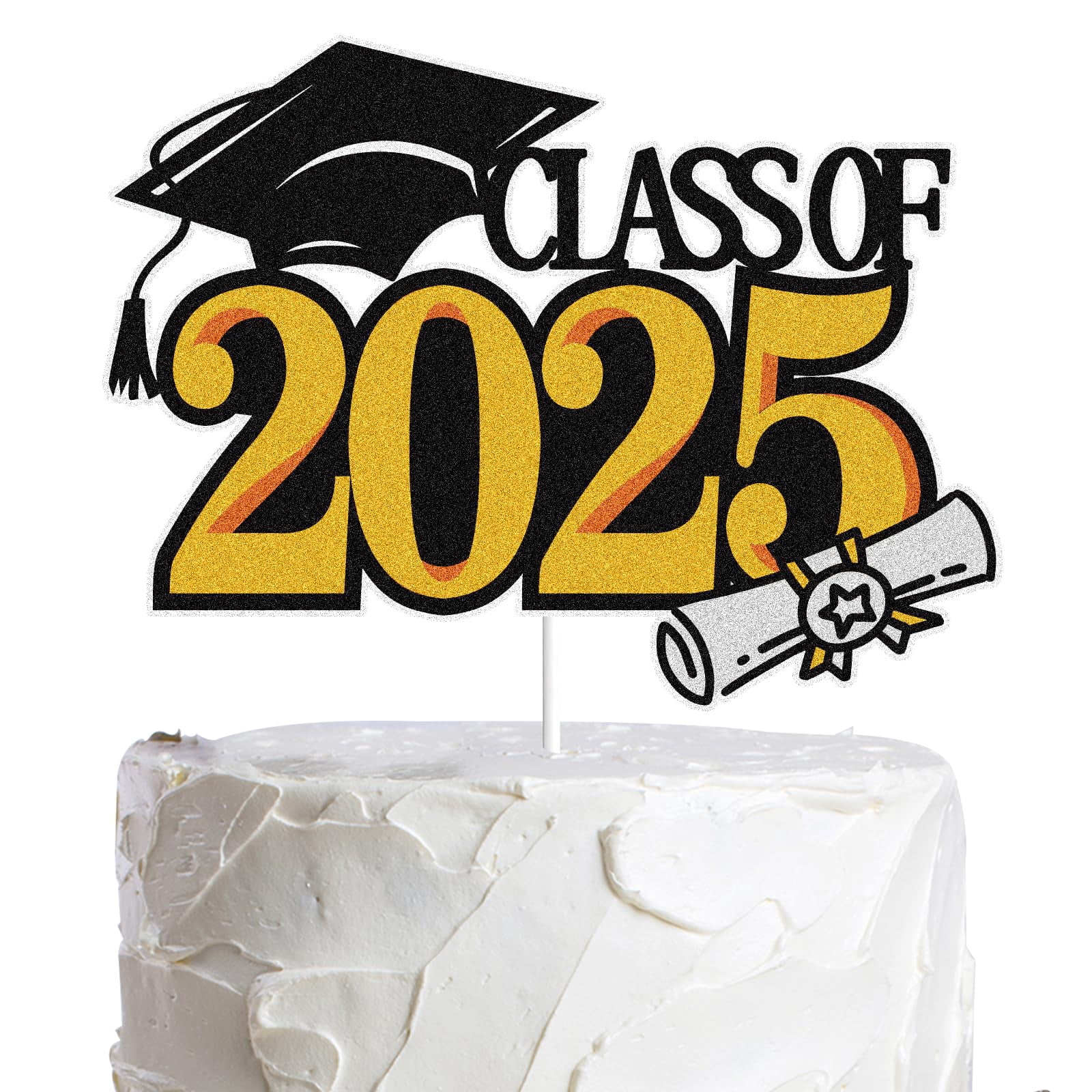 LINGBOOM Class ofTRDN 2025 Graduation Cake Topper Gold Glitter Congrats ...