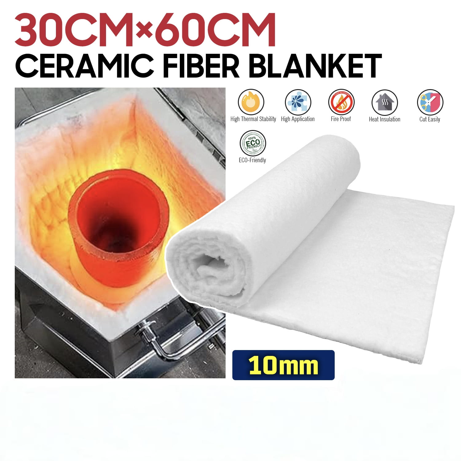 LINGDA 0.4"×12"×24" Ceramic Fiber Blanket Fireproof Insulation Material ...