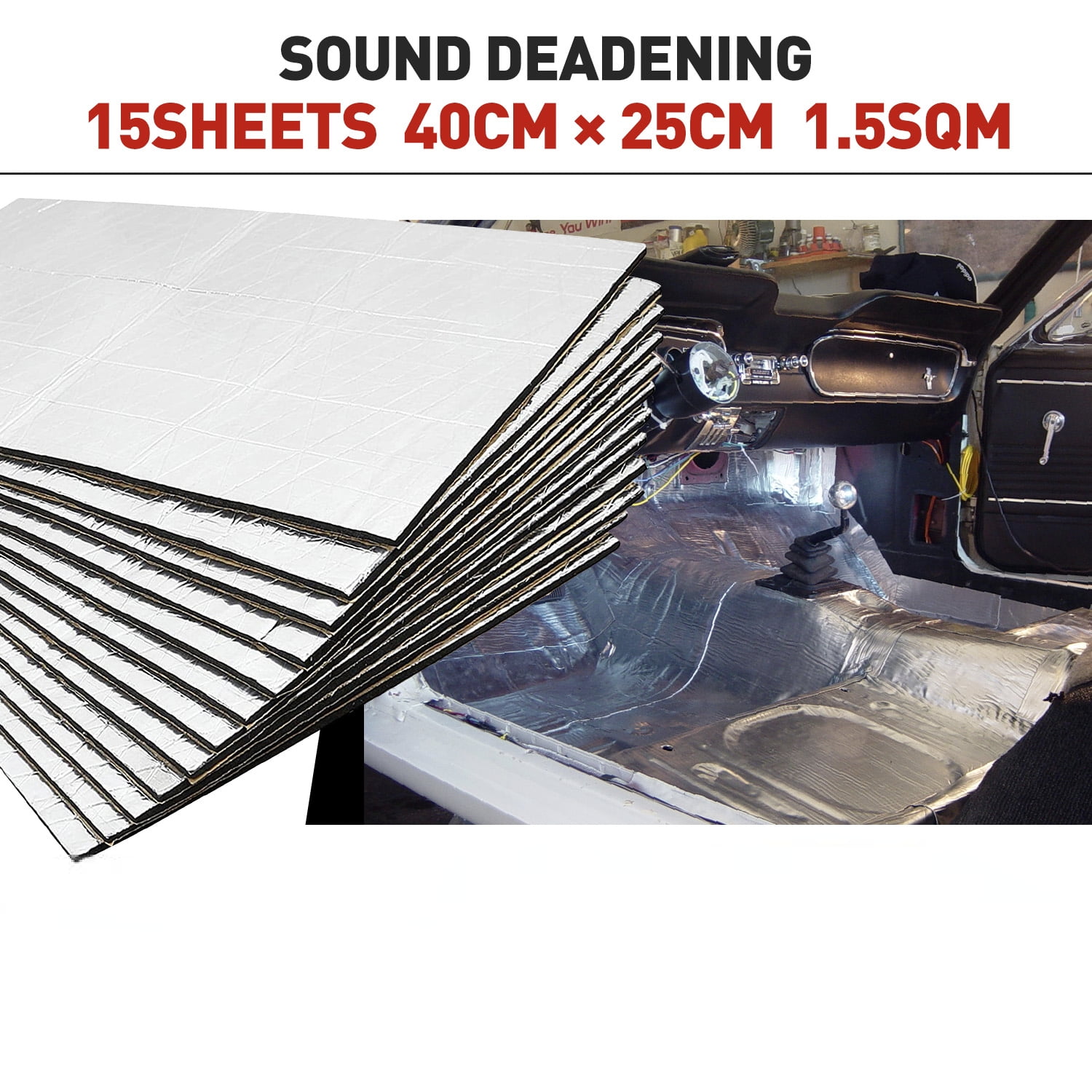 LINGDA 197mil 16.14sqft Car Heat Sound Insulation Deadener Noise Mat 15 ...