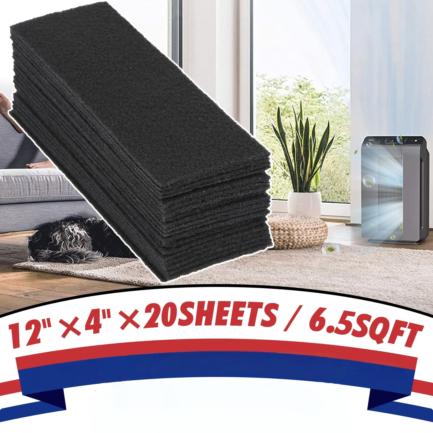 LINGDA 4" x 10" Activated Carbon Filter for Home Floor Vents, Ceiling ...