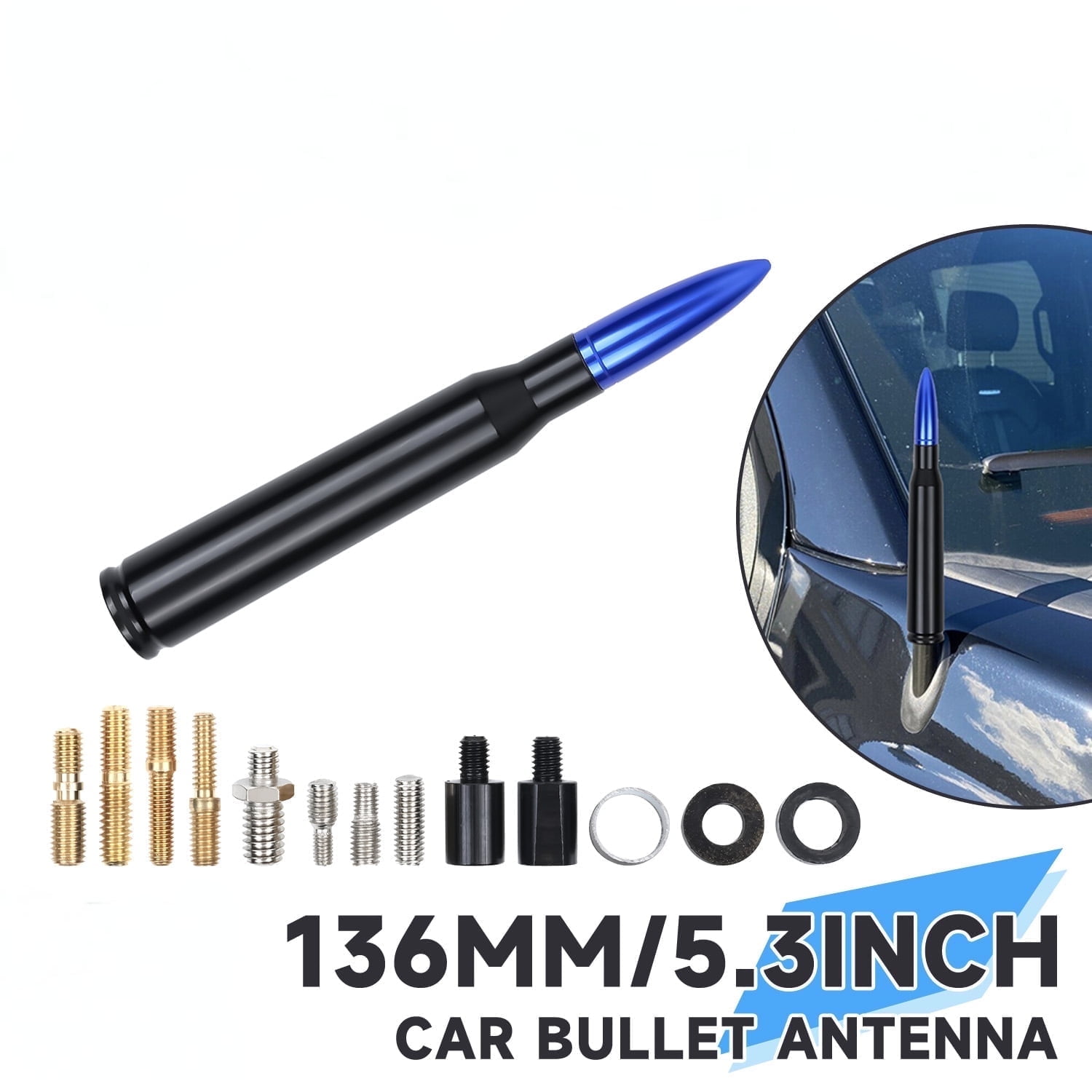 LINGDA 5.3in Blue+Black Universal Aluminum Bullet Antenna for Enhanced ...