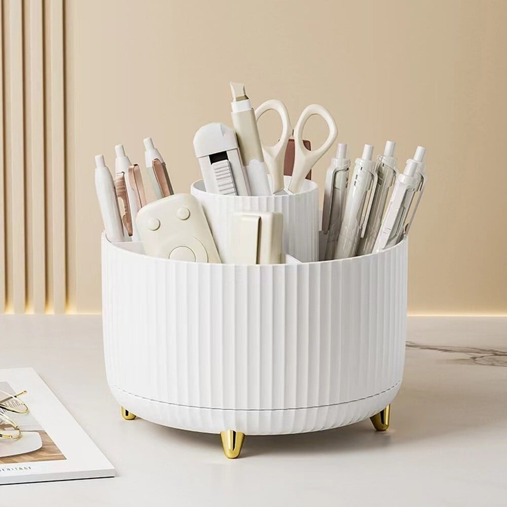 LINGJIA 360° Rotate Makeup Brush Holder Organizer 5 Slots 360 Degree ...