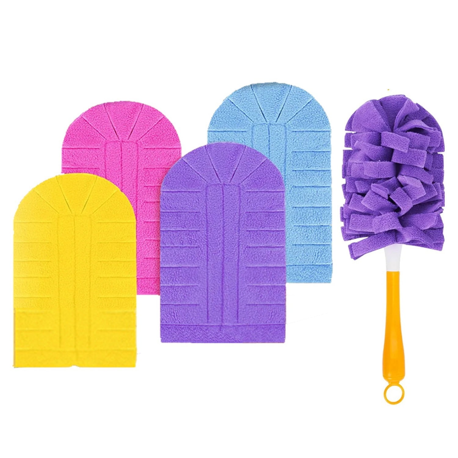 LINGJIA 4-Pack Duster Plus a Handle Reusable And Washable Dual-sided ...