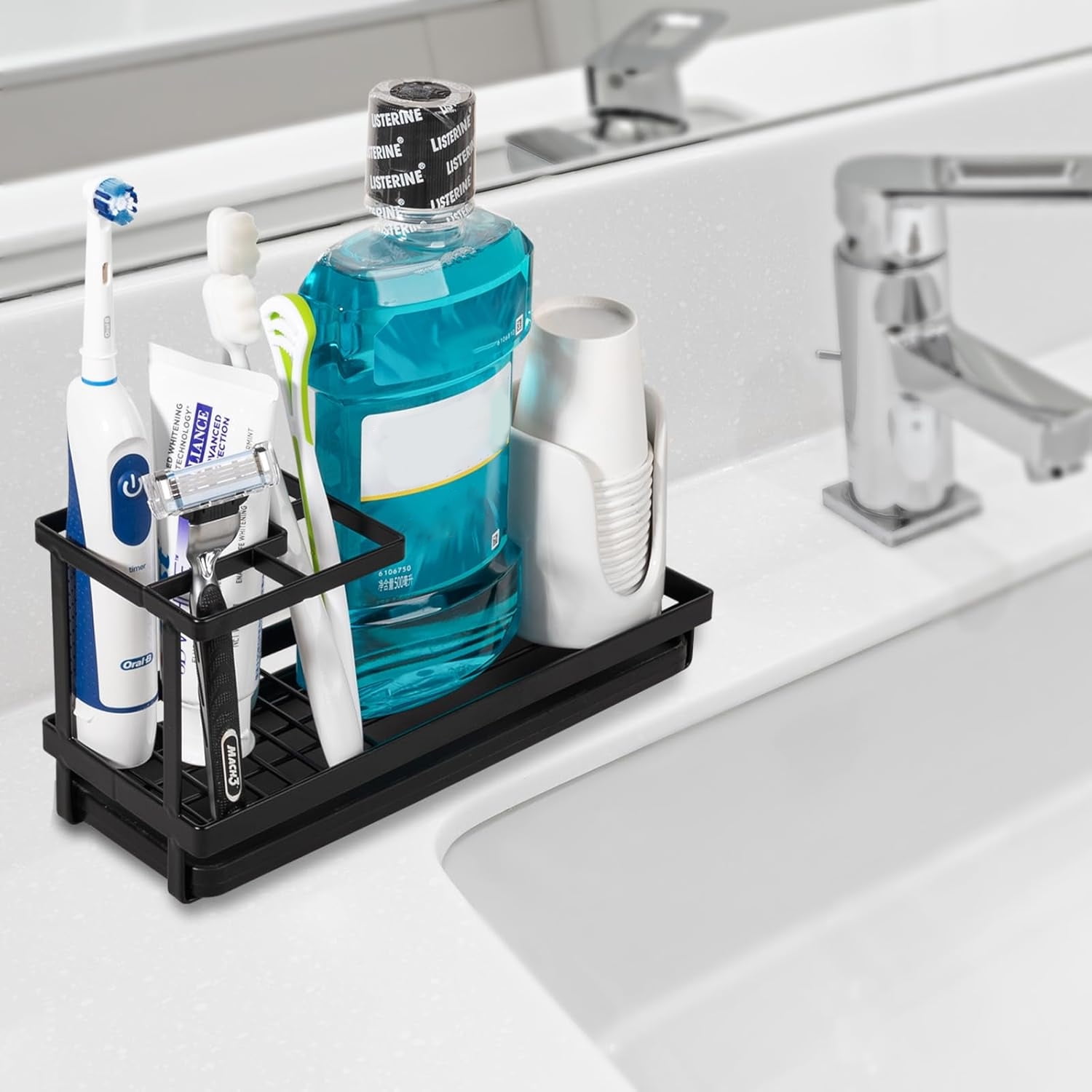 LINGJIA Bathroom Toothbrush Holder Toothbrush Toothpaste Storage Rack ...