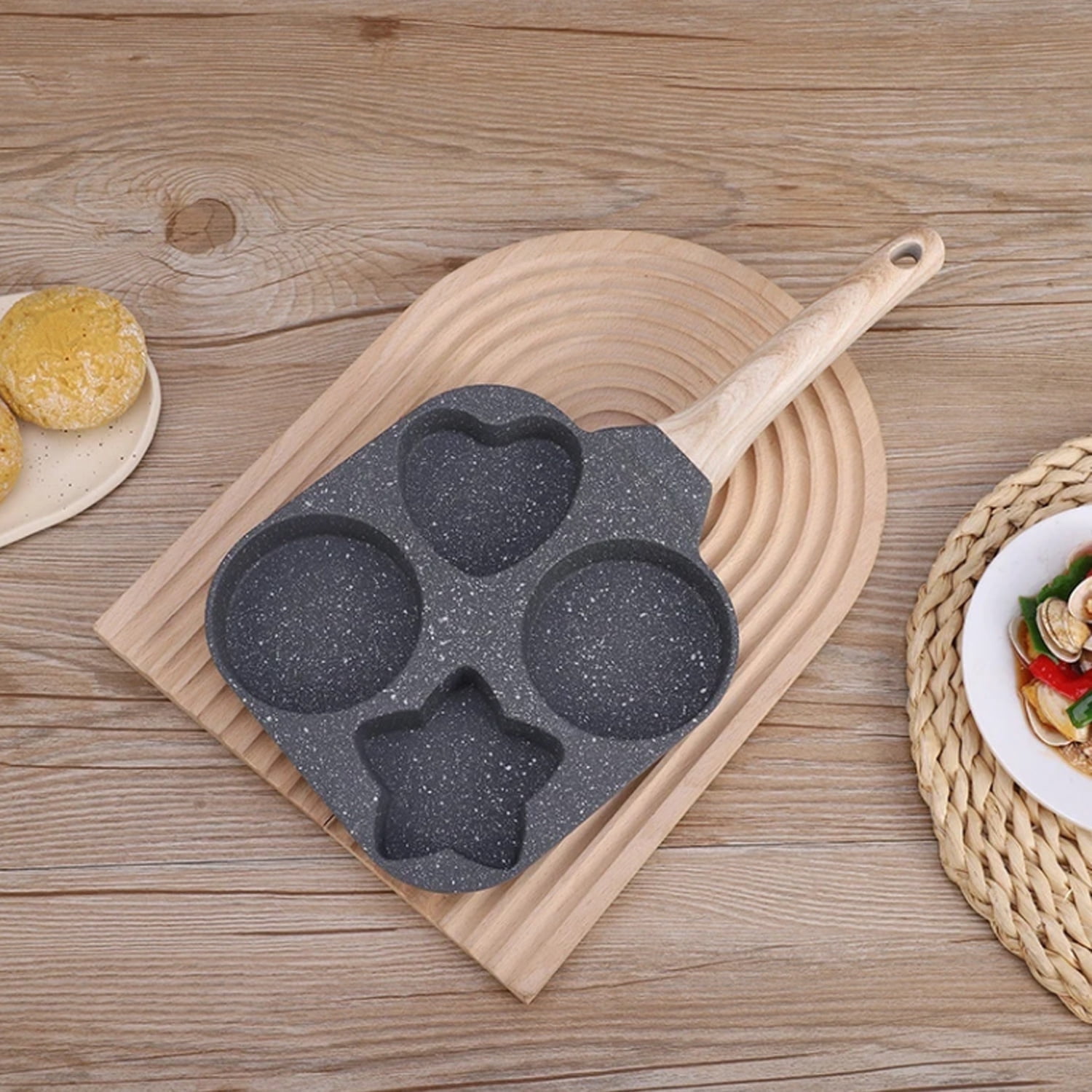 LINGJIA Fried Egg Pan Breakfast Frying Pan Pancake Pan 4 Cups Egg ...
