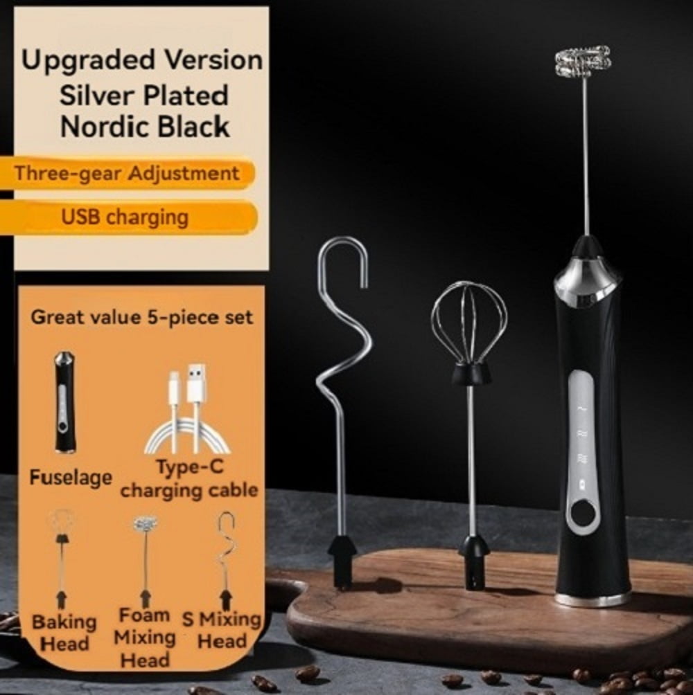 LINGJIA Rechargeable Milk Frother 3-Speed Electric Fast Handheld Drink ...