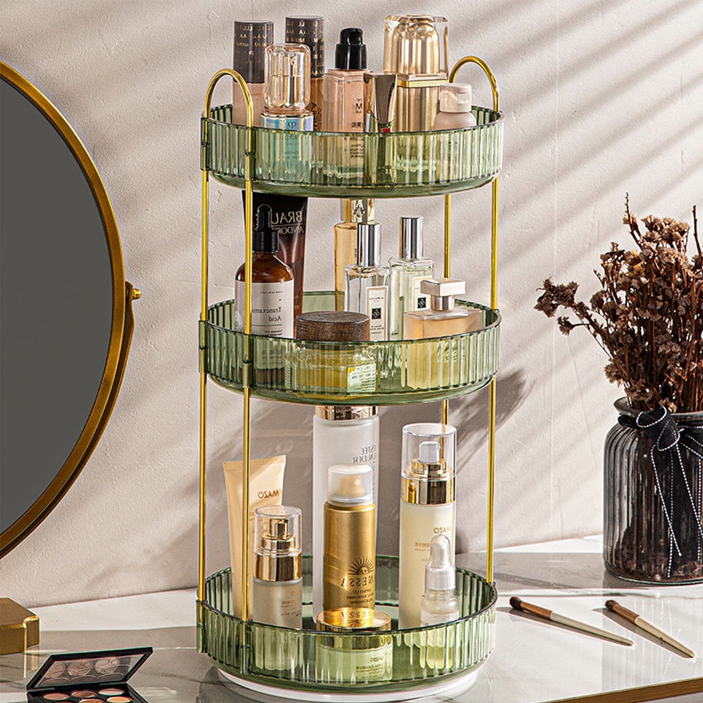 LINGJIA Rotating Makeup Organizer for Vanity 3 Tier High-Capacity ...