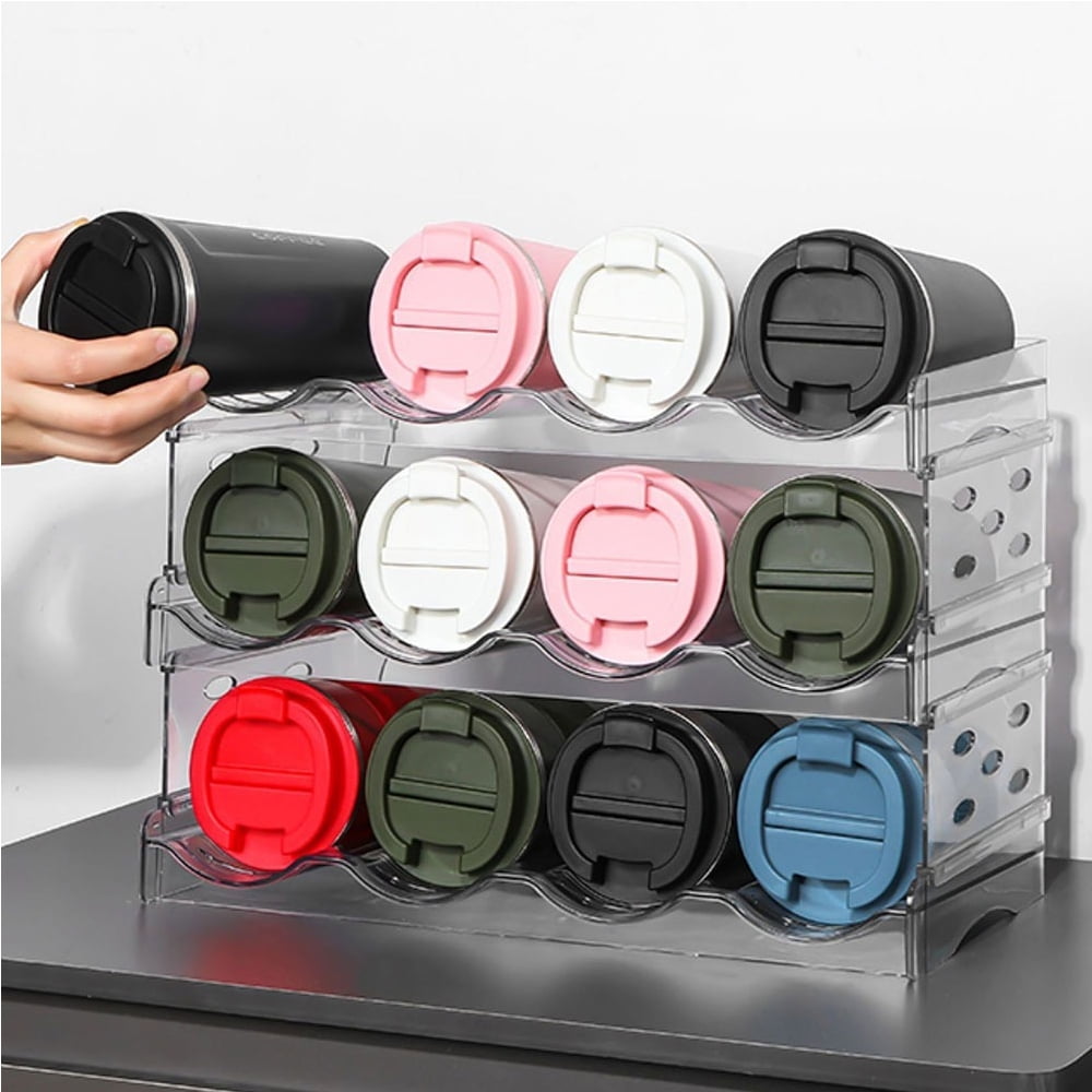 LINGJIA Stackable Water Bottle Organizer for Cabinet Kitchen Pantry ...