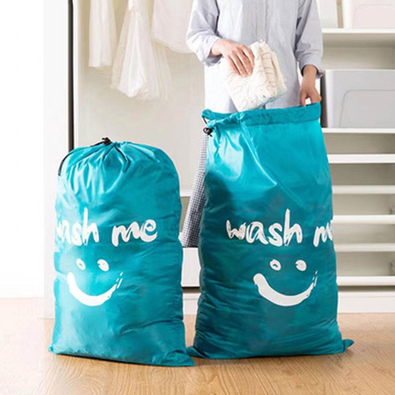 LINGJIA Travel Laundry Bag Machine Washable Dirty Clothes Organizer ...