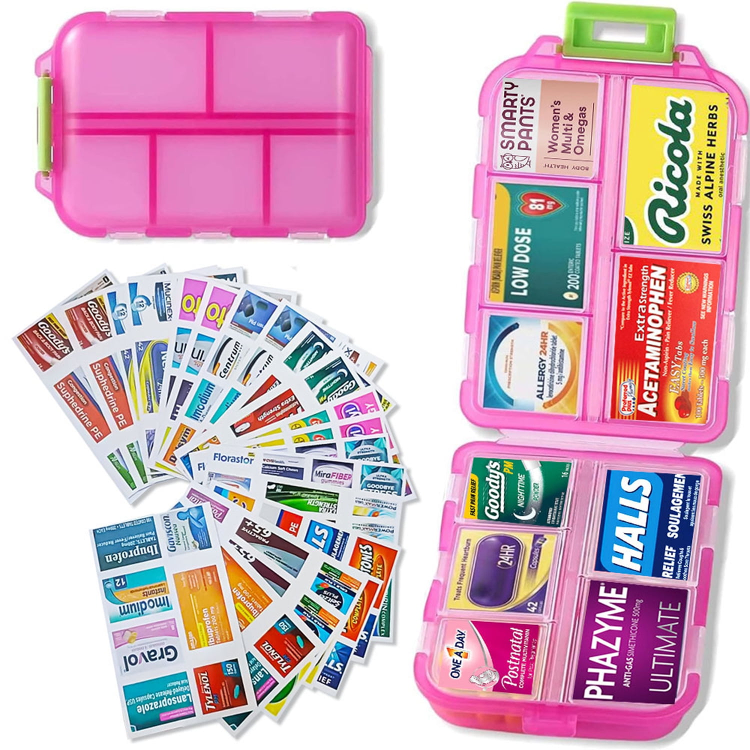 LINGJIA Travel Pill Organizer with 147 Slice Labels 10 Compartments ...