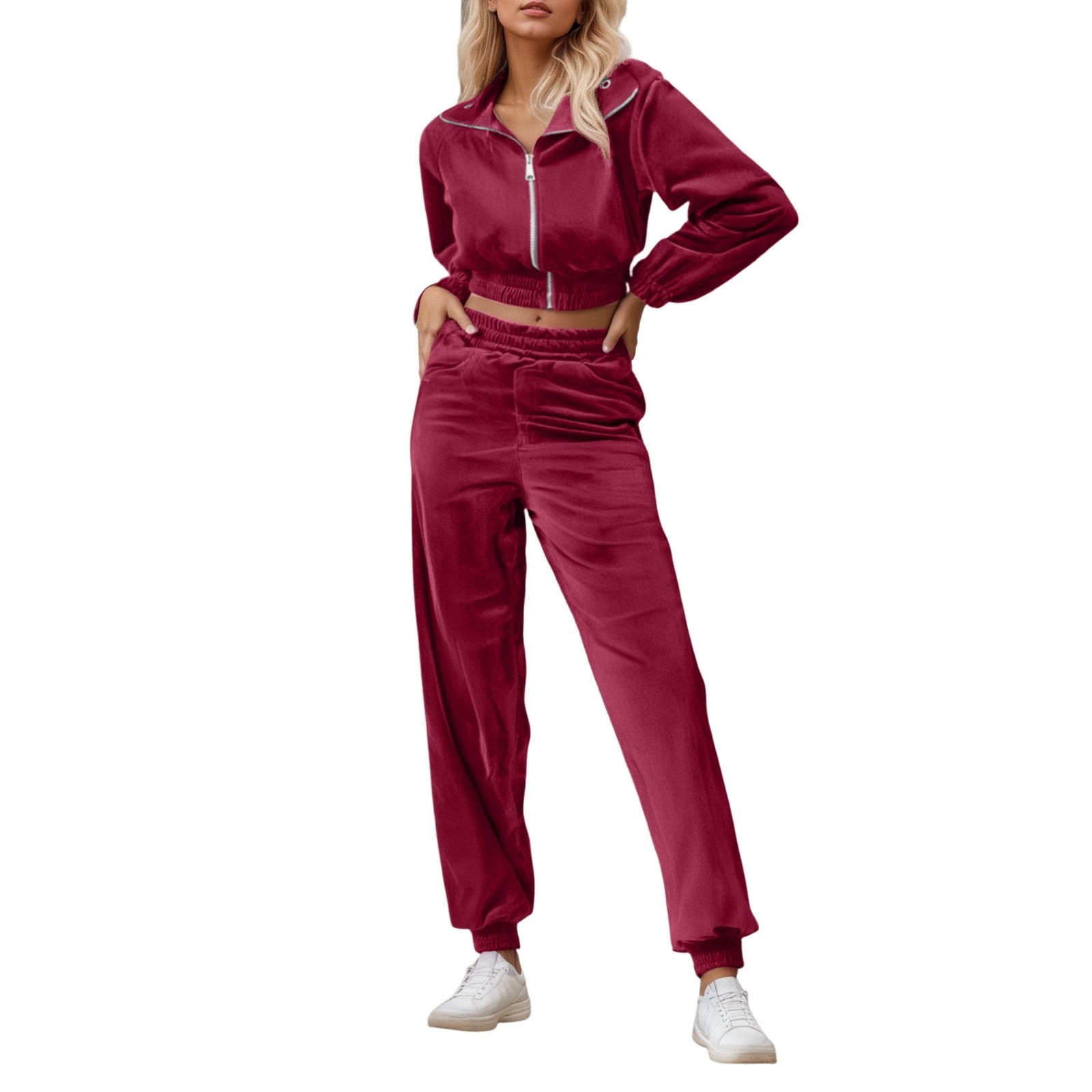 LINGLANG Fall Outfits For Women 2025 Sets Velvet Tracksuit Set Long ...