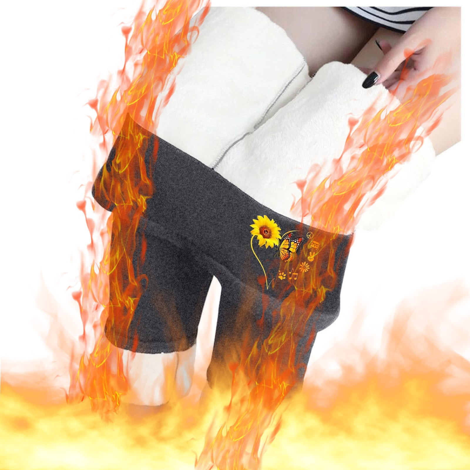 LINGLANG Fleece Lined Leggings Women Tights Plus Velvet Thick Lamb ...