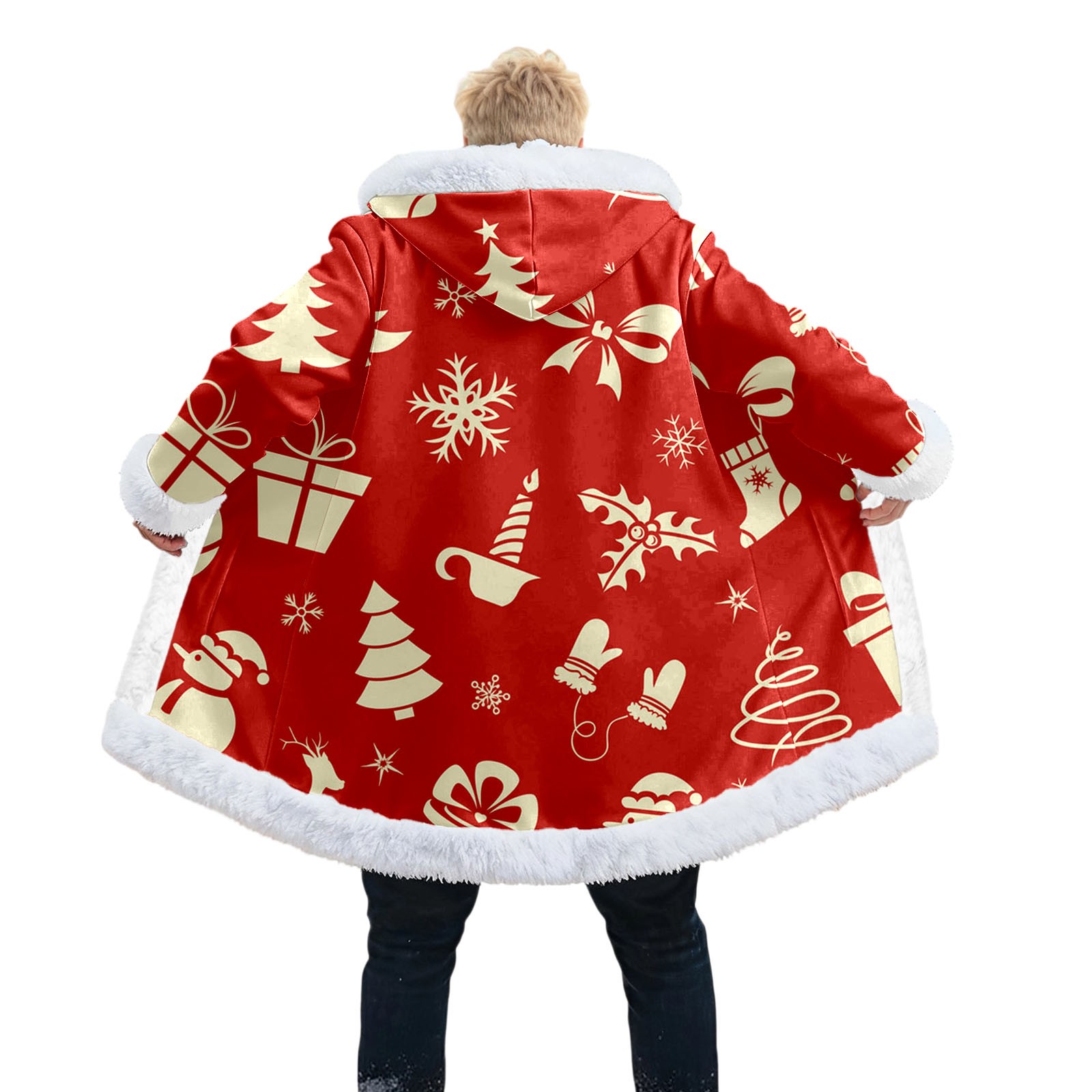 LINGLANG Funny Christmas Men's Long Cardigan Hoodies Santa Claus Xmas ...