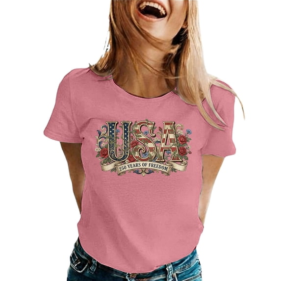 LINGLANG Women's America 250 Years Celebration Top Patriotic USA Flag ...