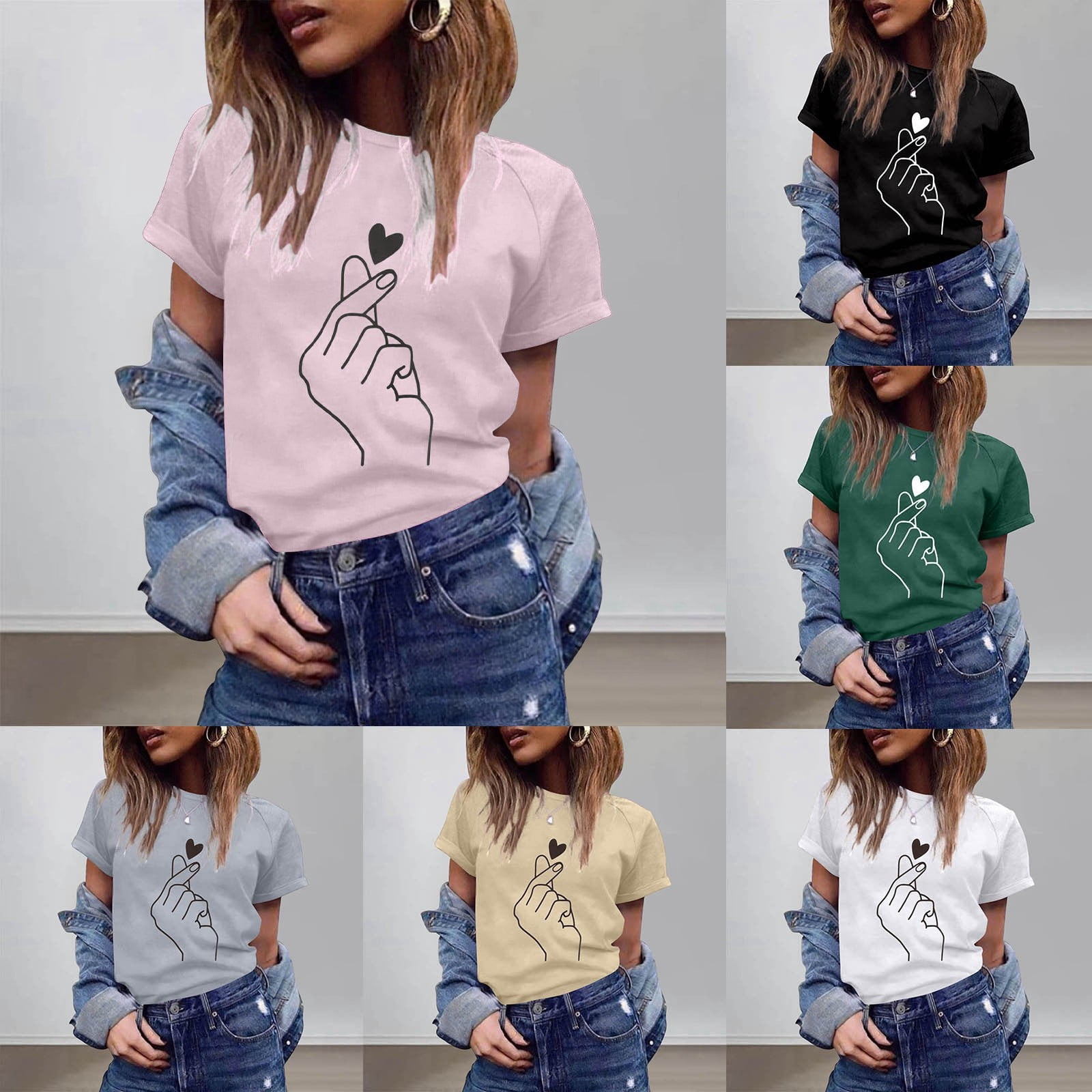LINGLANG Womens Fashion Letter Print Graphic T-Shirt Casual Summer ...