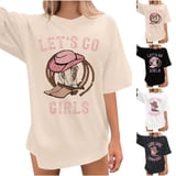 LINGLANG Womens Tops Trendy Country Music Graphic Tee Casual Denim ...