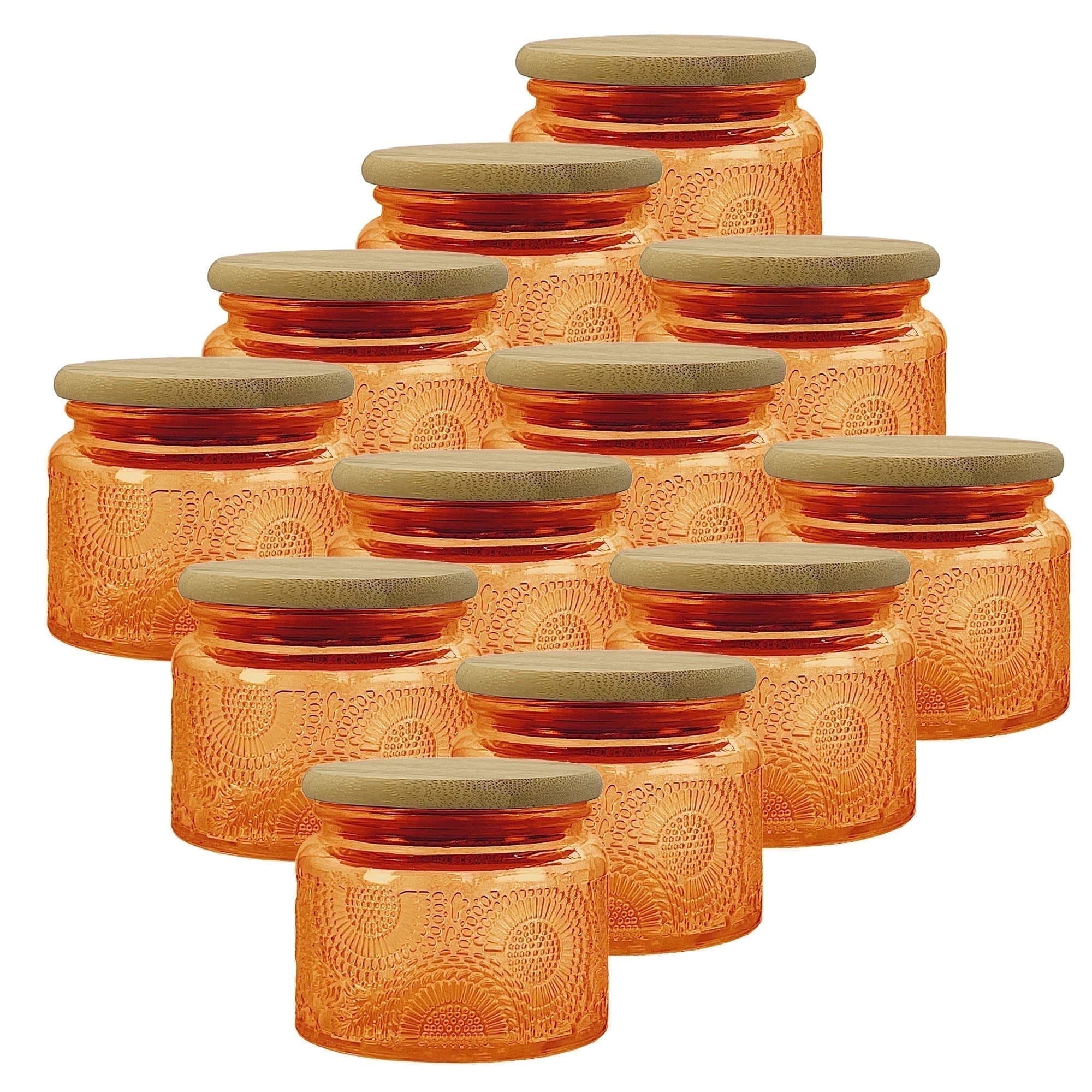 LINGSHINE 4 oz Mini Glass Jars with Reusable Bamboo Lids, 12 Pack Amber ...