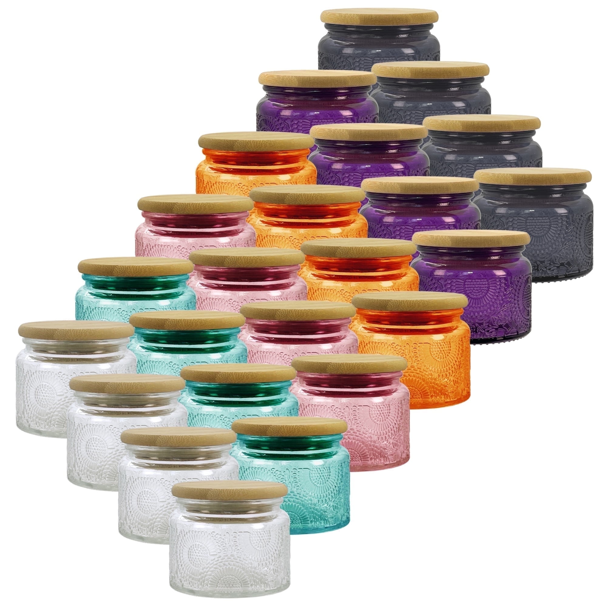 LINGSHINE 4 oz Mini Glass Food Storage Jars with Reusable Bamboo Lids ...
