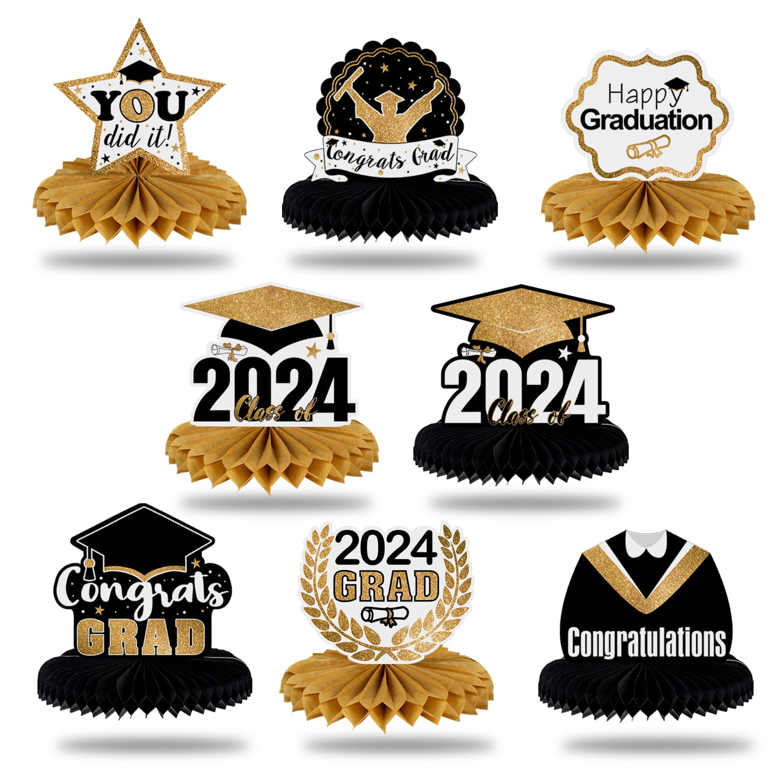 LINGTEER Congrats Grad,Class of 2024 Graduation Table Honeycomb ...