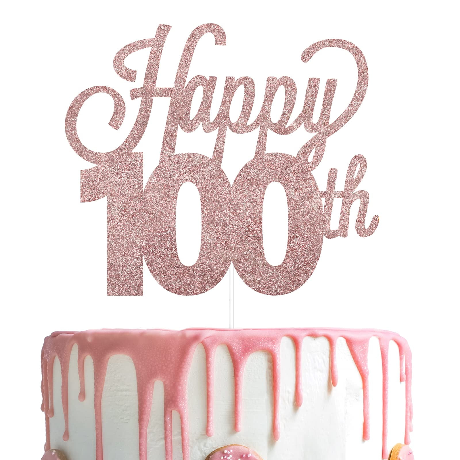 LINGTEER Happy 100th Birthday Cake Topper - Cheers to 100th Birthday ...