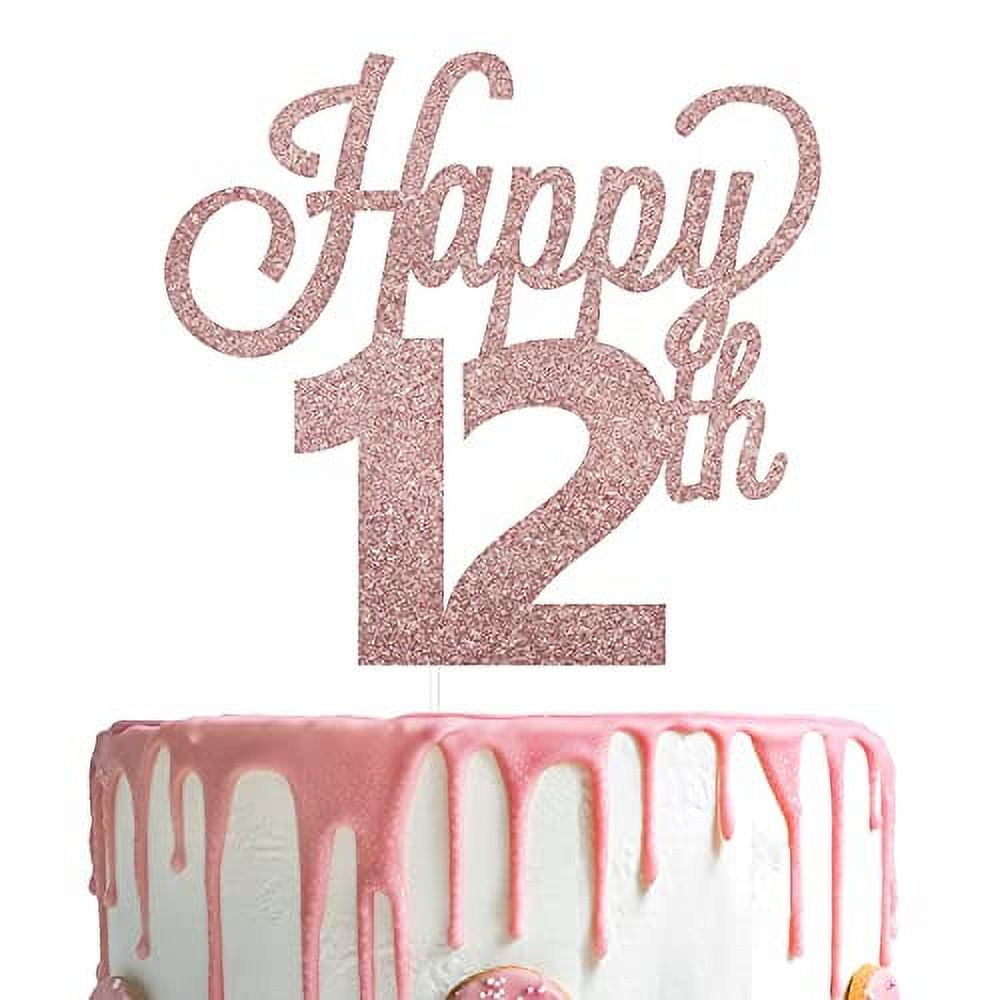 LINGTEER Happy 12th Birthday Cake Topper - Cheers to 12th Birthday ...