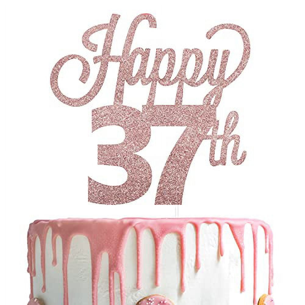 LINGTEER Happy 37th Birthday Cake Topper - Cheers to 37th Birthday 37 ...