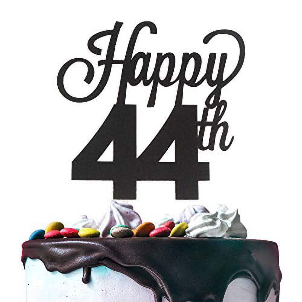 LINGTEER Happy 44th Birthday Black Cake Topper Perfect for Cheers to 44 ...