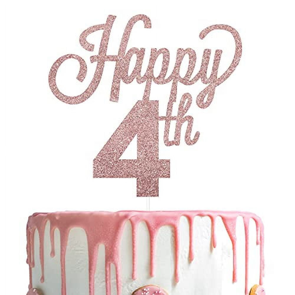 LINGTEER Happy 4th Birthday Cake Topper - Cheers to 4th Birthday Four ...