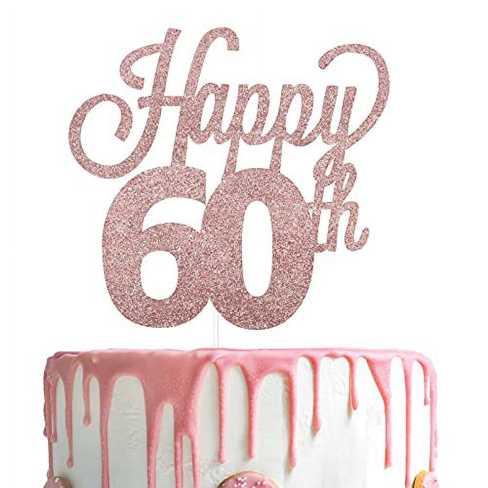 LINGTEER Happy 60th Birthday Cake Topper - Cheers to 60th Birthday ...