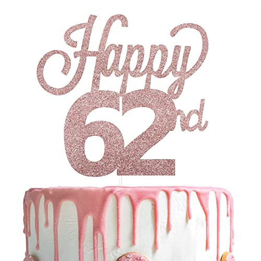 LINGTEER Happy 62nd Birthday Cake Topper - Cheers to 62nd Birthday 62 ...