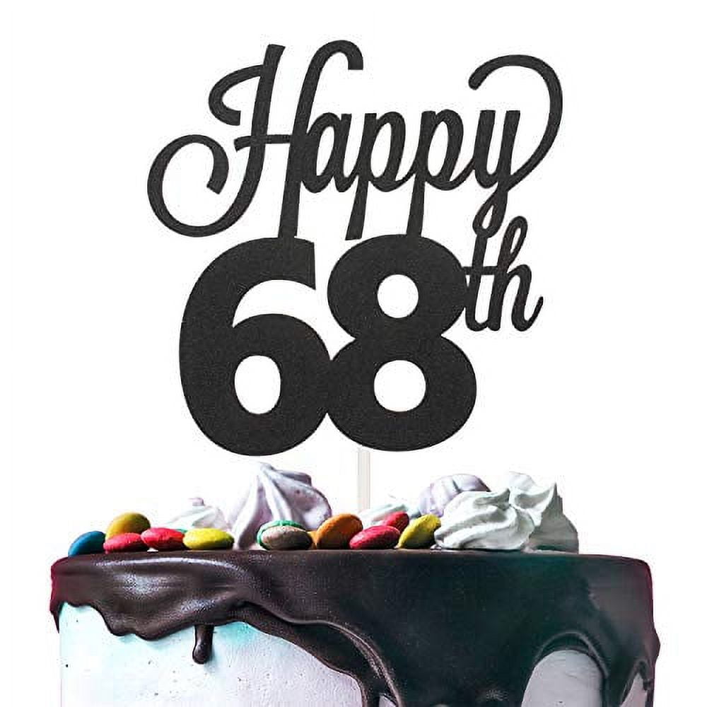 LINGTEER Happy 68th Birthday Black Cake Topper - Cheers to 68th ...