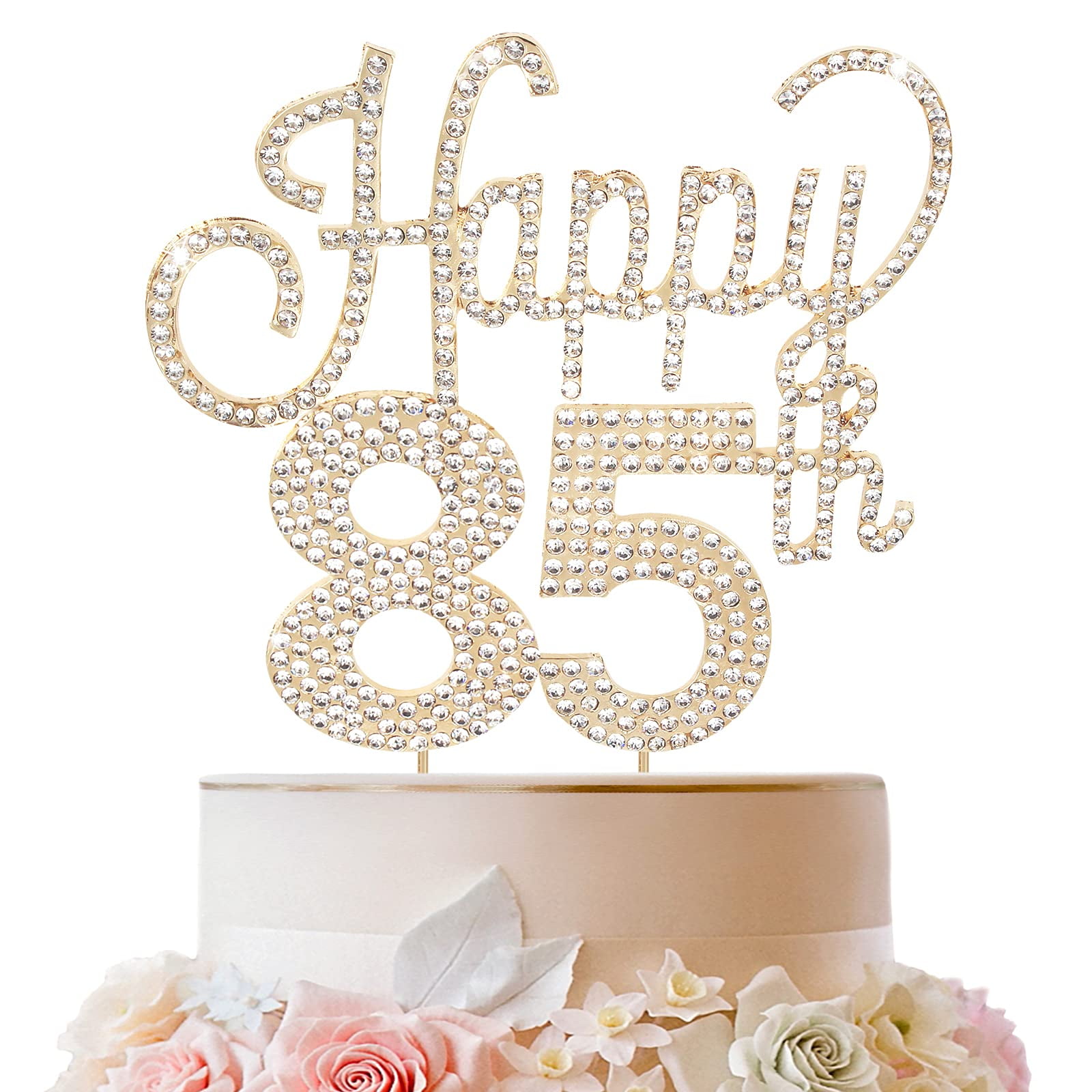 LINGTEER Happy 85th Birthday Gold Rhinestone Cake Topper - Cheers to ... LINGTEER Happy 85th Birthday Gold Rhinestone Cake Topper - Cheers to ...