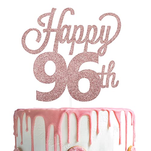 LINGTEER Happy 96th Birthday Cake Topper - Cheers to 96th Birthday 96 Years Old Birthday Party ...