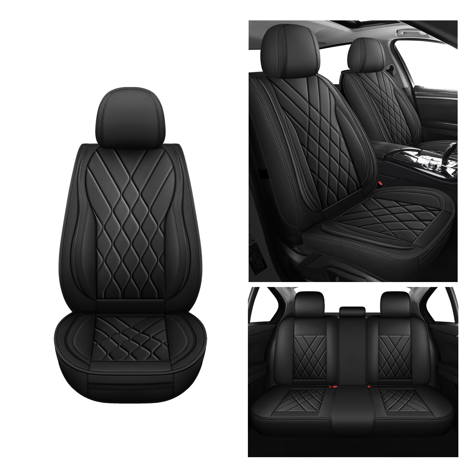 LINGVIDO Premium Leather Car Seat Cover Universal Fit for SUV & Sedan ...