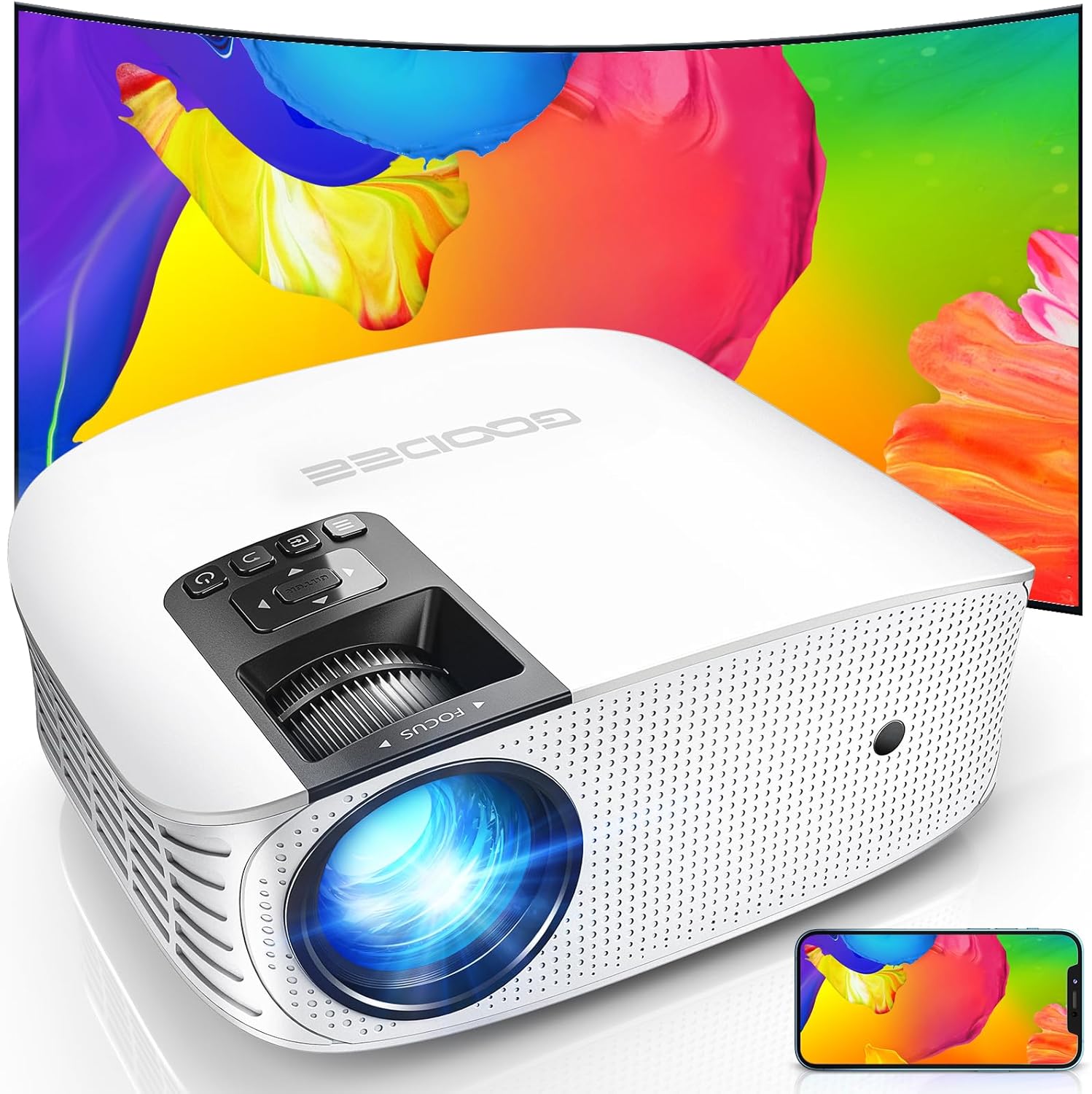 LINGYUAN 1080P WiFi Bluetooth Projector - Full HD Portable Video Indoor ...