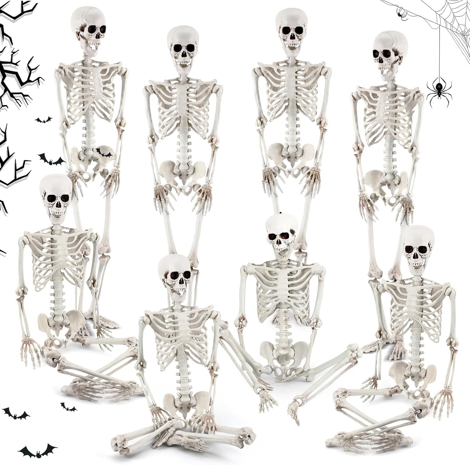 LINGYUAN 8 Pcs 5 ft Halloween Skeleton Decoration Life Size Poseable ...