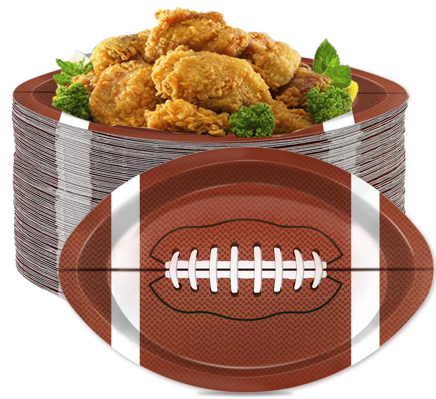 LINHAXM 100 Pcs Football RRF12 Shaped Disposable Paper Plates - Large ...