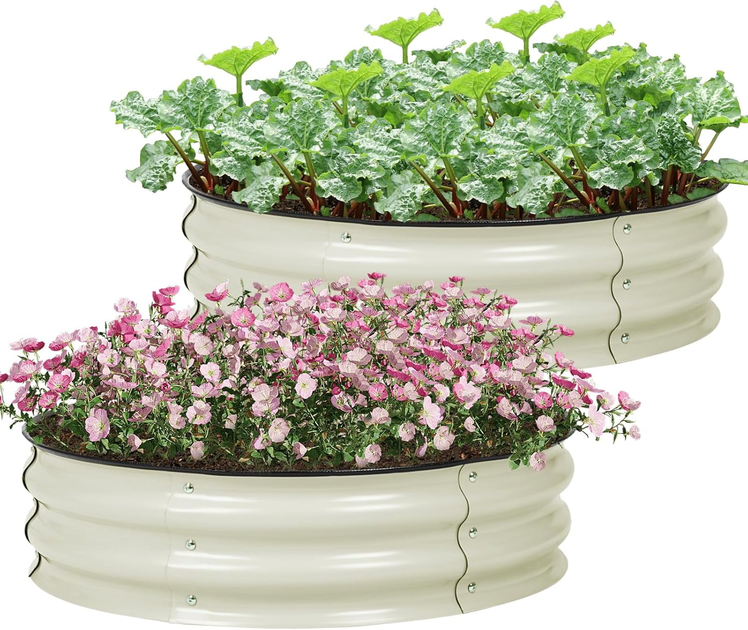 LINJH 2-Piece Galvanized Raised Garden Bed Kit, 9" Tall Aluzinc Metal ...