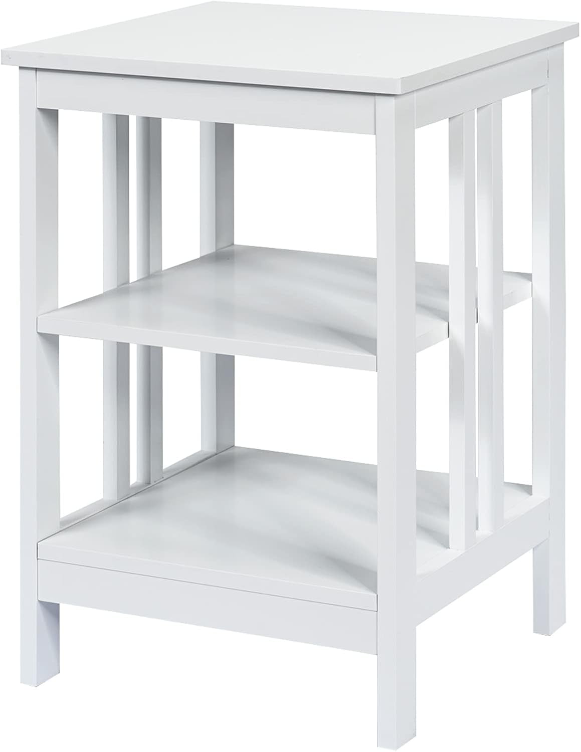 LINJH 3-Tier Nightstand, Wooden Sofa Side Table with Storage Shelves ...