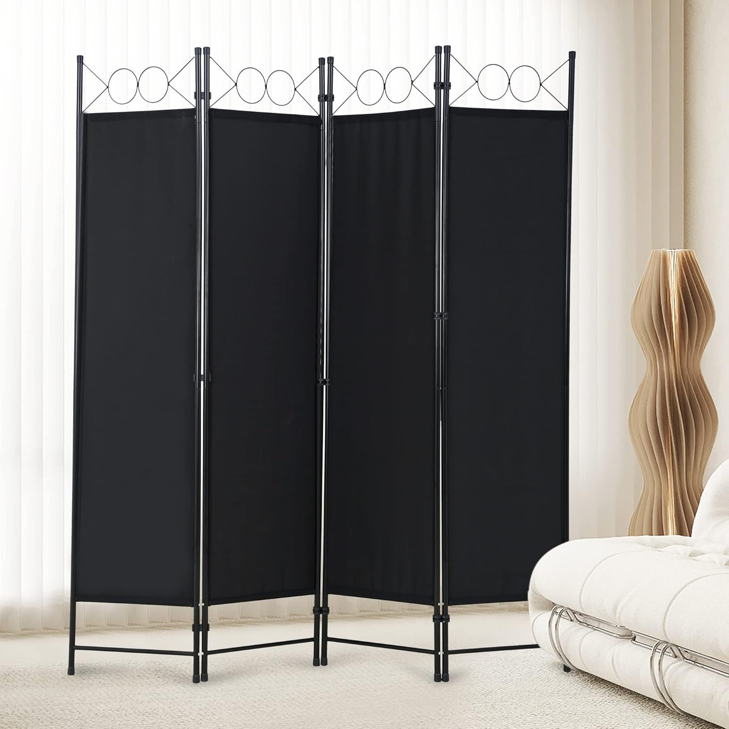 LINJH 4 Panel Room Divider, 5.6FT Folding Portable Privacy Divider ...