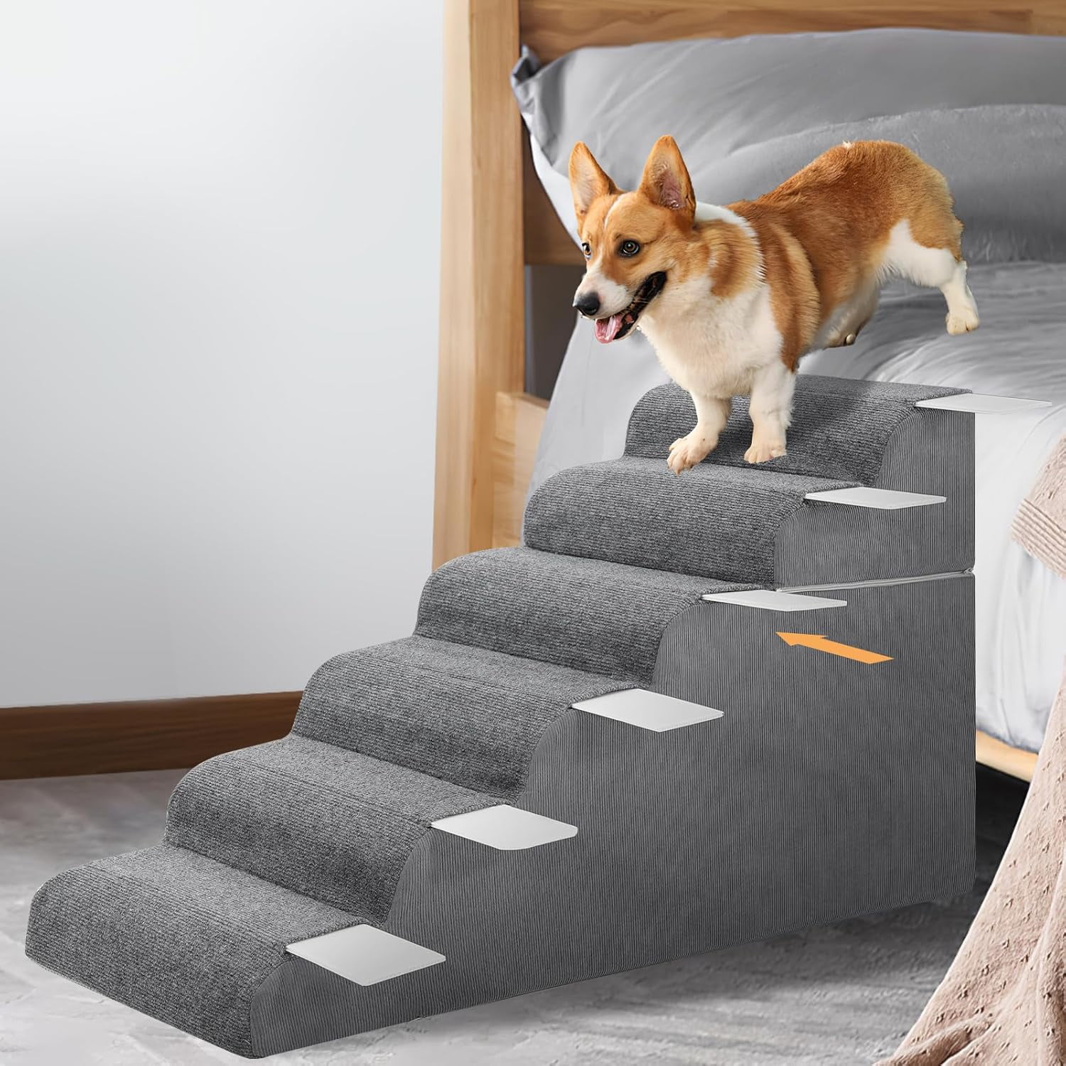 LINJH 6 Steps Dog Steps for High Bed, 25.5 Inch High Dog Stairs for ...