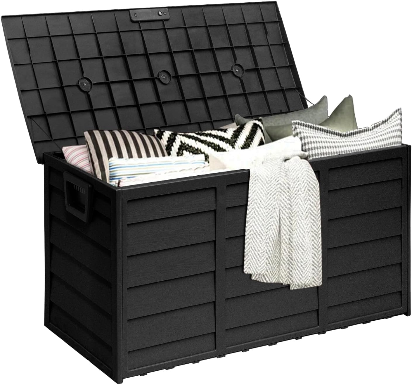 LINJH 75 Gallon Deck Storage Box Resin Outdoor Storage Container with ...