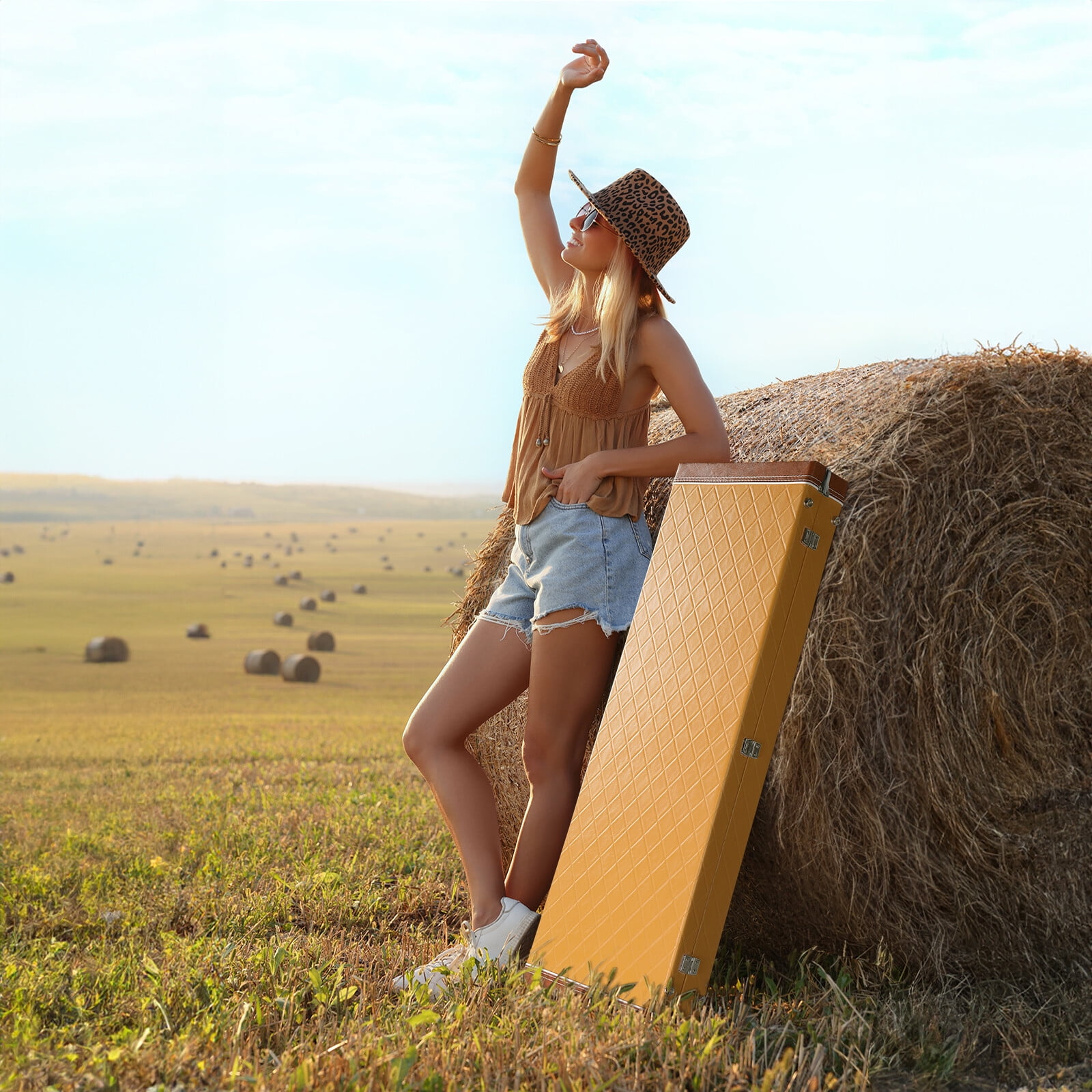 LINJH Cases Hard-Shell Wood for GST GTL 170 SG Electric Guitar Hard ...