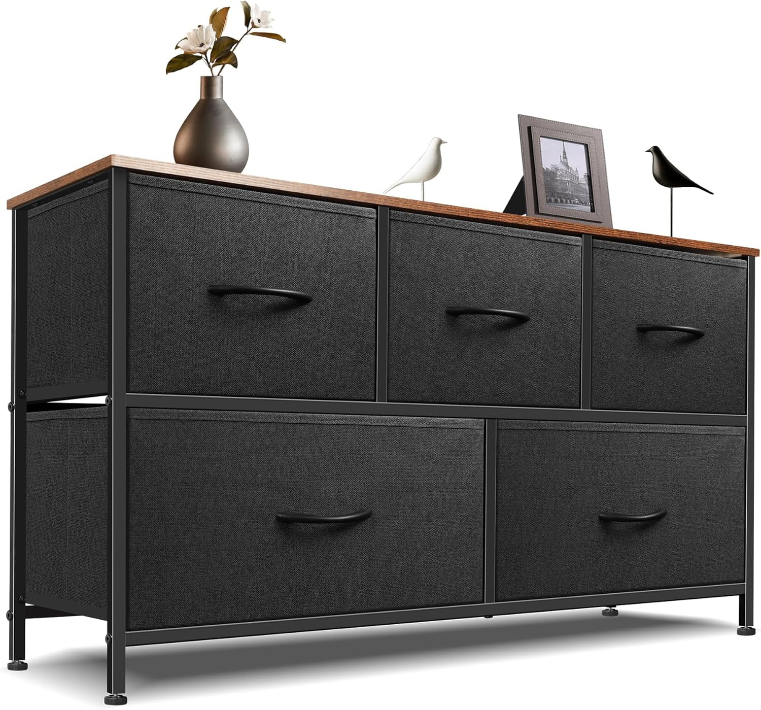 LINJH Dresser for Bedroom with 5 Drawers, Chest of Drawers, Storage ...